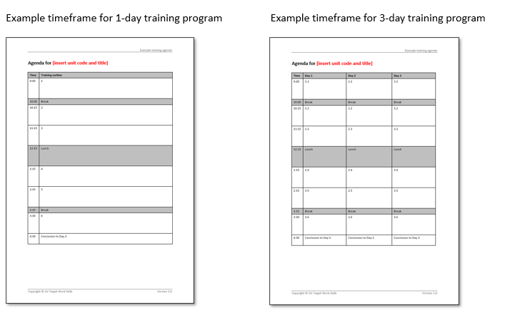 Using a one-page training agenda when starting to design competency ...