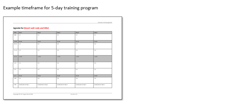 Using a one-page training agenda when starting to design competency ...