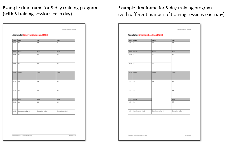 Using a one-page training agenda when starting to design competency ...