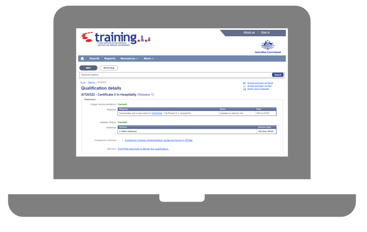 A case study: Using qualification packaging rules for the SIT20322 ...